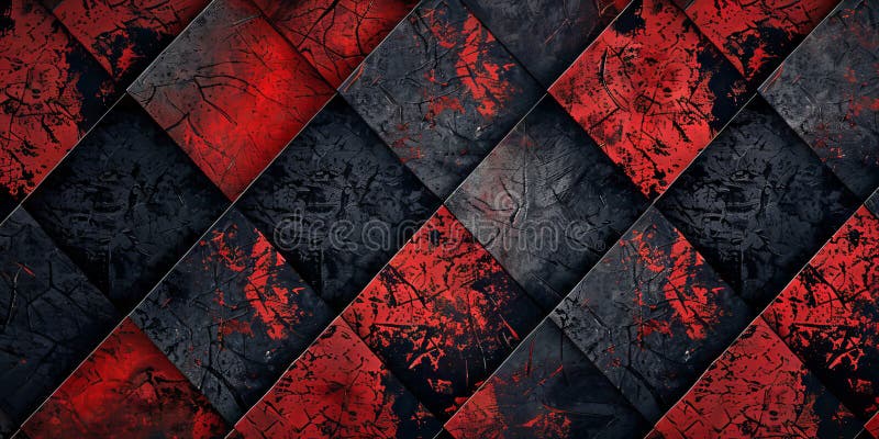 Abstract Grunge Red and Black Geometric Pattern with Cracked Texture ...