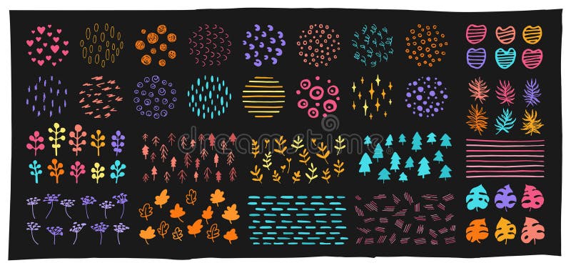 Abstract Grunge Shape Doodle Object Paint Set Ink Brush Scribble Curve ...