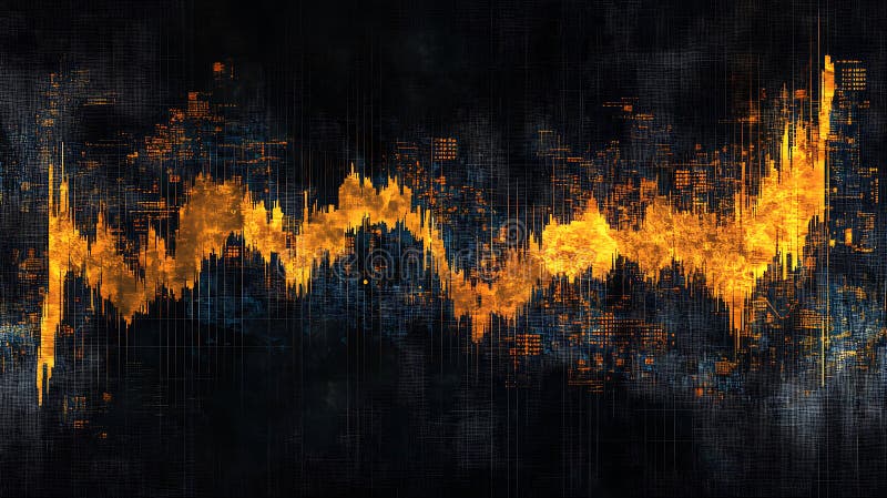 Abstract Grunge Sound Wave Visual Representation with Orange and Yellow ...