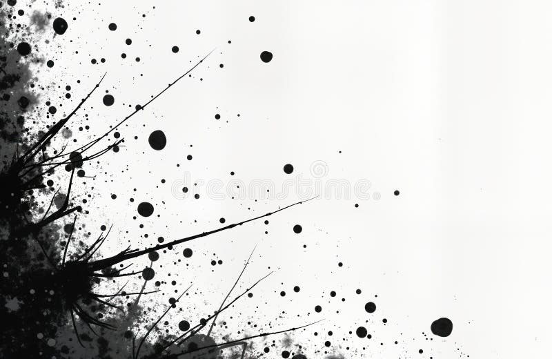 Abstract Grunge Style Black, White Illustration. Ink Splatters, Cracks ...