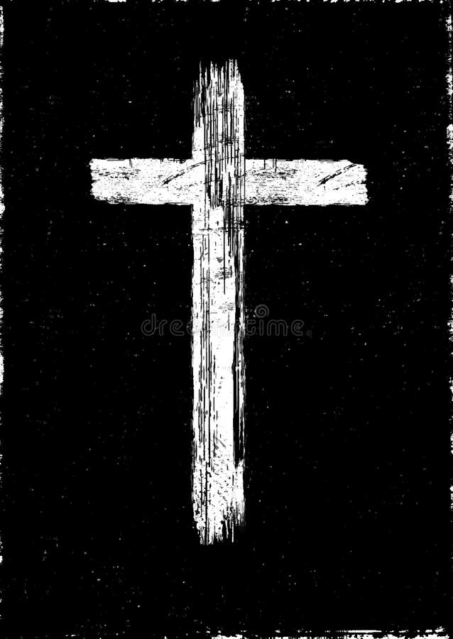 Grunge Style Minimal Christian Cross Design Stock Vector - Illustration ...