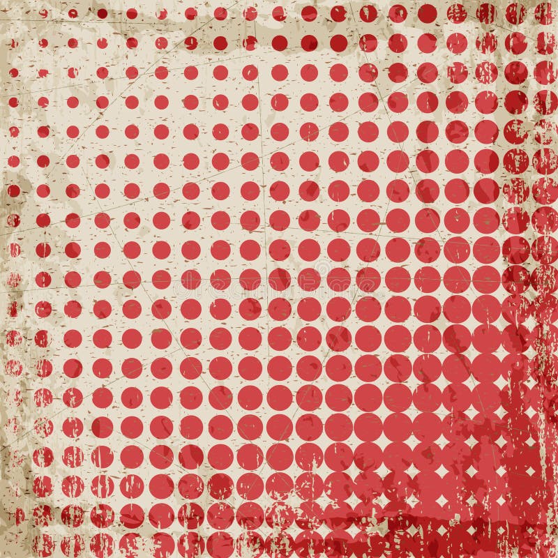 Abstract Grunge Vintage Background of Red Dots. Evenly Decrease Size of ...