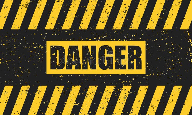 Abstract Grunge Yellow Danger Sign on a Black Background Stock Vector ...