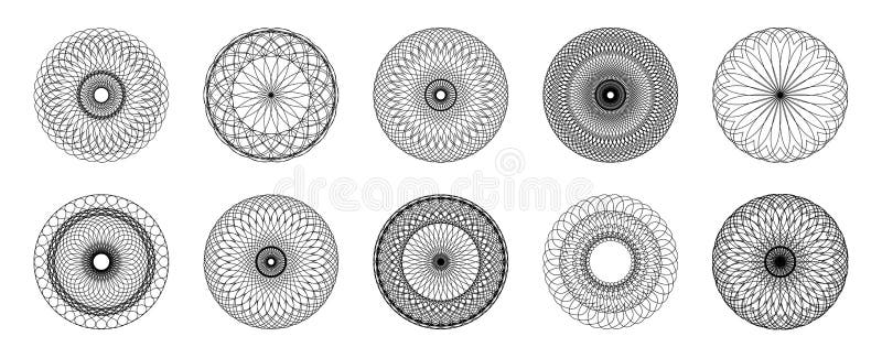 Abstract Guilloche Set. Circle Ornate Decorative Patterns for ...