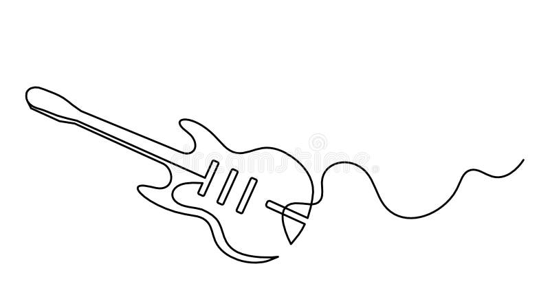 Abstract Guitar As Continuous Lines Drawing Stock Vector - Illustration ...