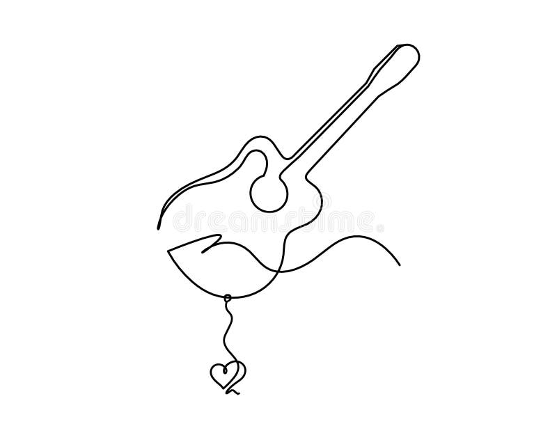 Abstract Guitar As Continuous Lines Drawing Stock Vector - Illustration ...