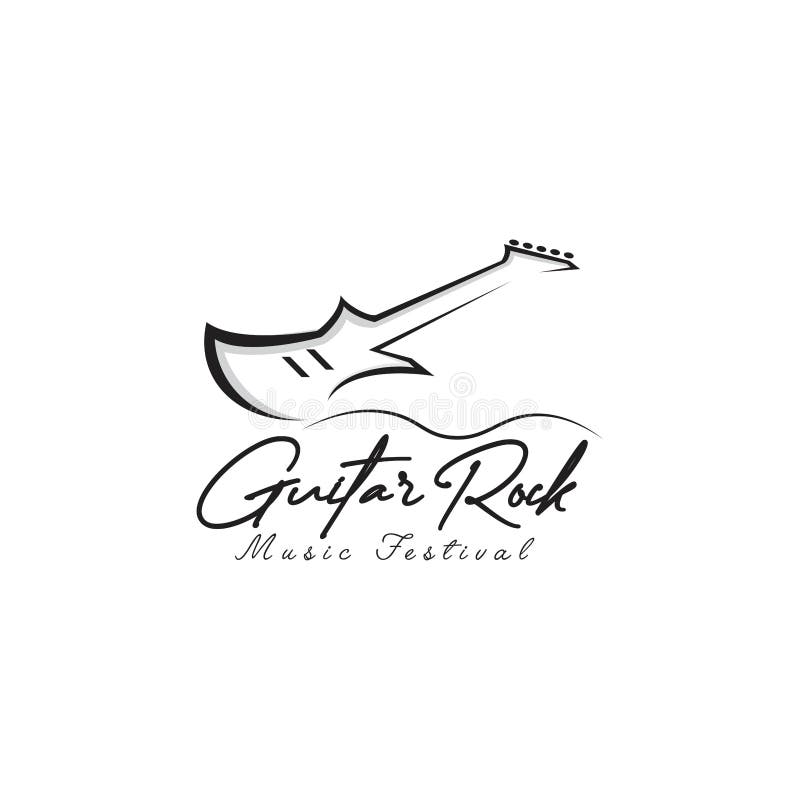 Abstract Guitar Rock Logo Design Illustration,music, Simple, Icon ...