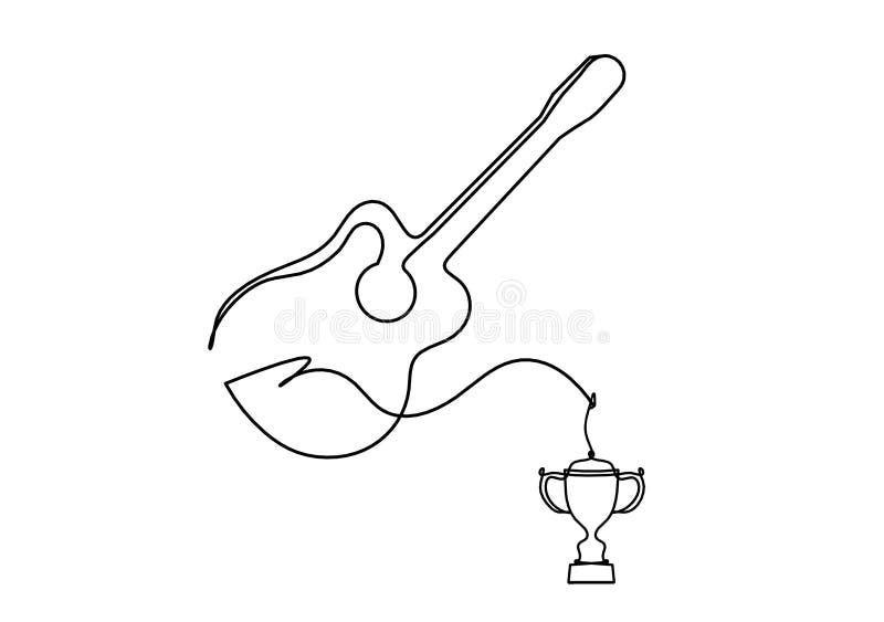 Abstract Guitar As Continuous Lines Drawing Stock Vector - Illustration ...