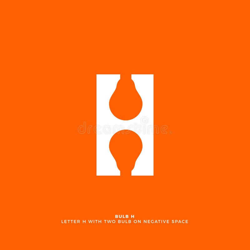 Abstract H Letter with Two Bulbs in Negative Space Stock Vector ...