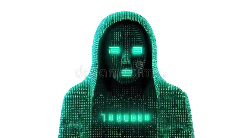 Abstract Computer Hacker Invading Your Machine Isolated on White Stock ...