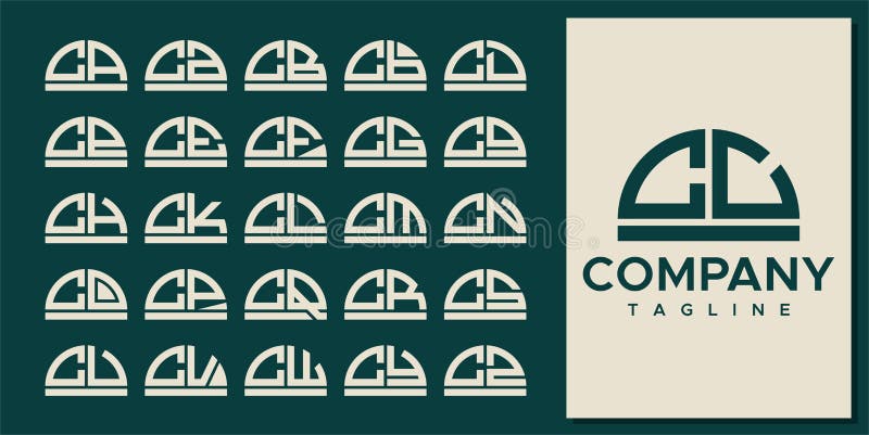 Abstract Half Circle Letter C Logo Design Set. Modern Curve CC C Letter ...