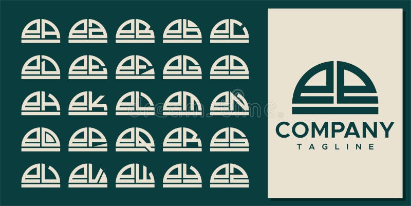 Abstract Half Circle Letter E Logo Design Set. Modern Curve EE E Letter ...