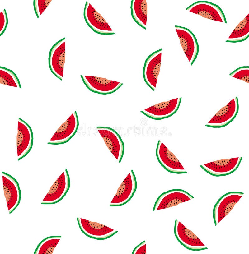 Abstract Half Cut Watermelons Vector Pattern. Cute Red Slices of ...
