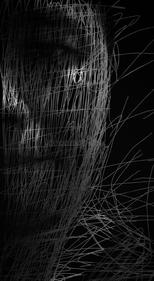 Abstract Half Face in Black Background Stock Illustration ...