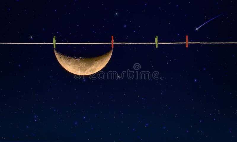Abstract Half Moon on Laundry Rope Stock Photo - Image of moon, rope ...
