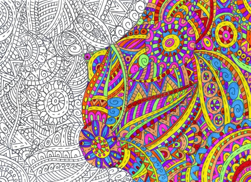 Abstract Half-painted Outline Pattern Stock Illustration - Illustration ...