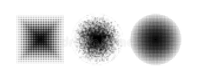 Abstract Halftone Effect Square Graphic Design Element. Monochrome Dots ...