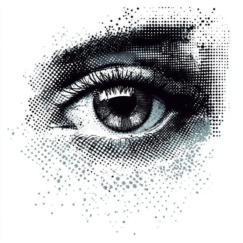 Abstract Halftone Eye Collage Element Isolated. Trendy Grunge Design ...