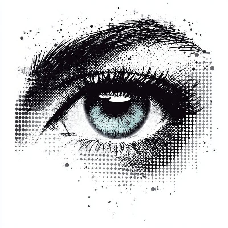Abstract Halftone Eye Collage Element Isolated. Trendy Grunge Design ...