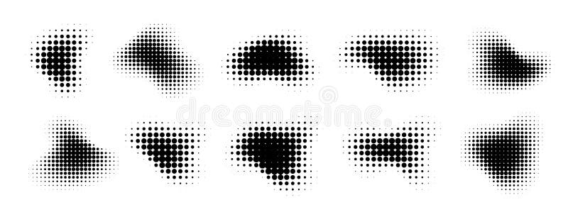 Abstract Halftone Figures, Gradient Dot Texture, Circular Spray Effect ...