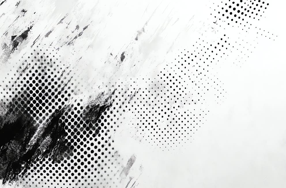 Abstract Halftone Grunge Texture Background with Black Ink Splatter ...