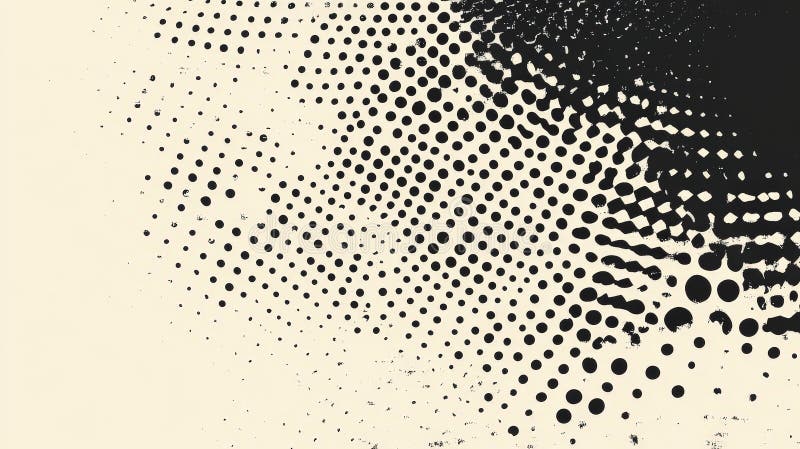 Abstract Halftone Pattern: Black and Beige Swirl Design. Stock ...