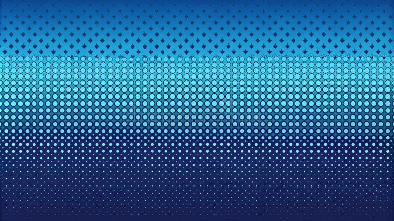 Abstract Halftone Pattern with Teal and Dark Blue Circles and Shapes in ...