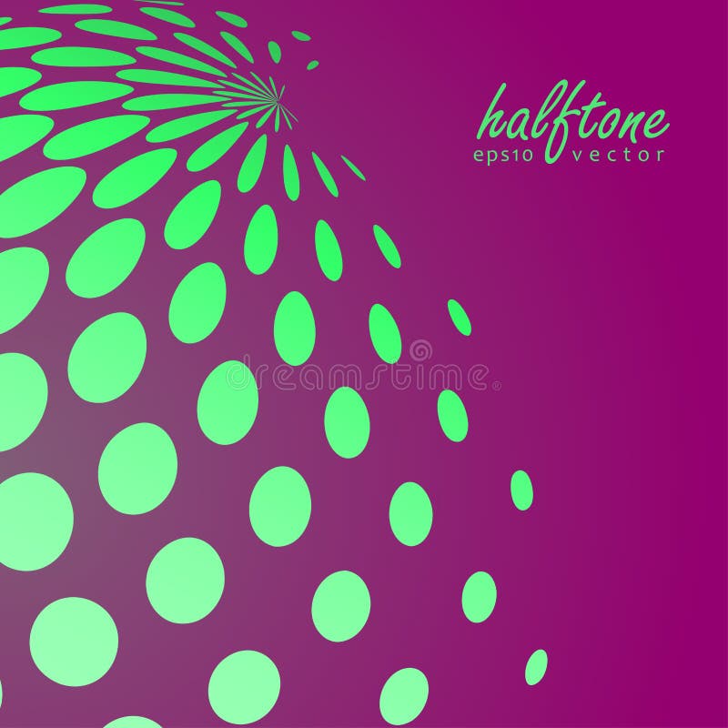 Abstract Halftone Sphere in Blue Color on Compliment Color Background ...