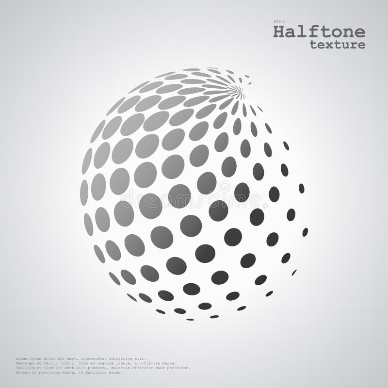 Abstract Halftone Sphere in Grayscale Color Stock Vector - Illustration ...