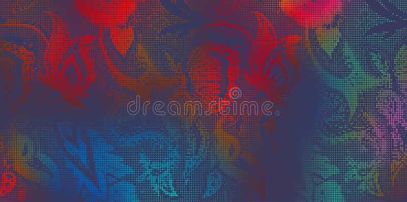 Abstract Halftone Textured Illustration. Vector Blur Paisley Ornamental ...