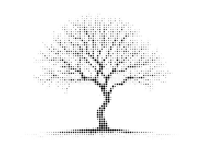 Abstract Halftone Tree Illustration BW Stock Illustration ...