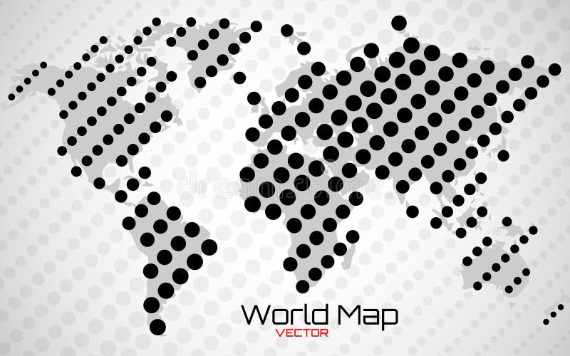 Abstract Halftone World Map Isolated on White Background Stock Vector ...