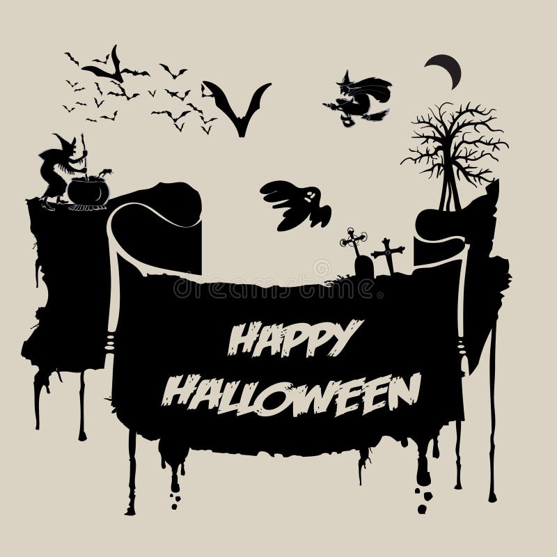 Abstract Halloween Background - Various Spooky Creatures in the Dark ...