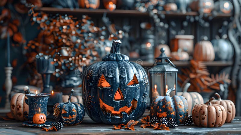 Abstract Halloween Collage with Jack-o -Lantern and Mixed Media Art ...