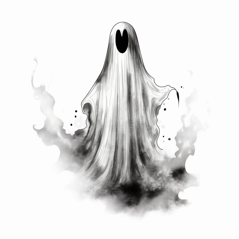 Abstract Halloween Ghost Drawings Stock Illustration - Illustration of ...