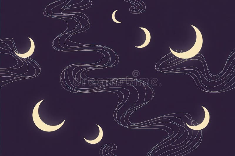 Abstract Halloween Moon Pattern Wavy Lines Dark Background - Modern ...