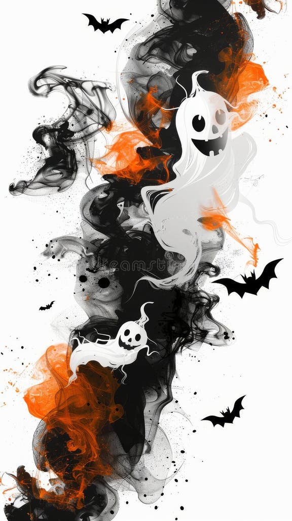 Abstract Halloween Objects in White Isolation Stock Illustration ...