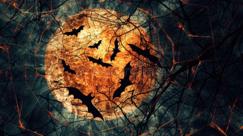 An Abstract Halloween Visual with a Grunge Texture, Featuring Bats ...