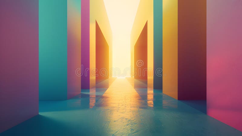 Abstract Hallway with Bright Light at the End. Stock Illustration ...
