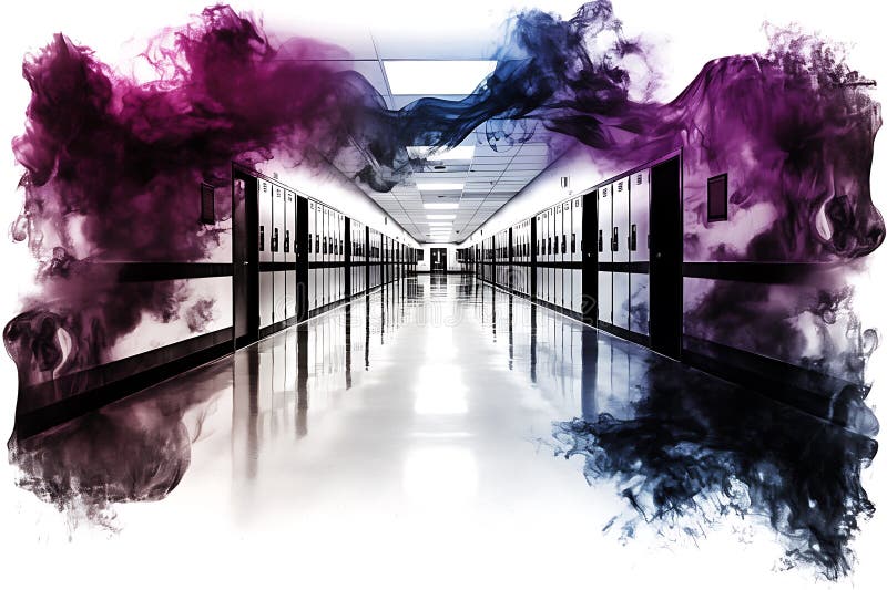 Abstract Hallway with Smoke Stock Illustration - Illustration of modern ...