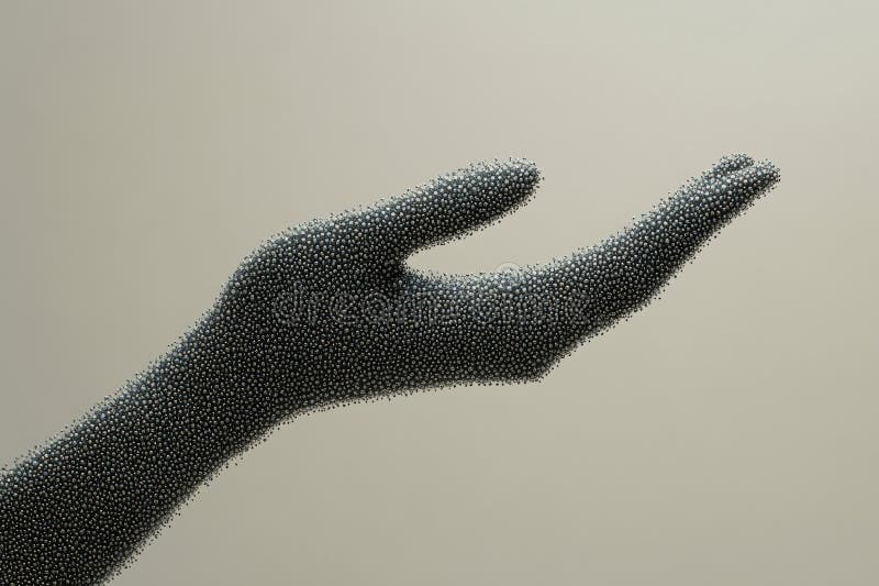 Abstract Hand Composed of Tiny Particles Reaching Out Symbolizing ...