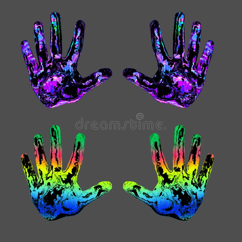 Abstract Hand. Designed Handprint in Colors Stock Illustration ...