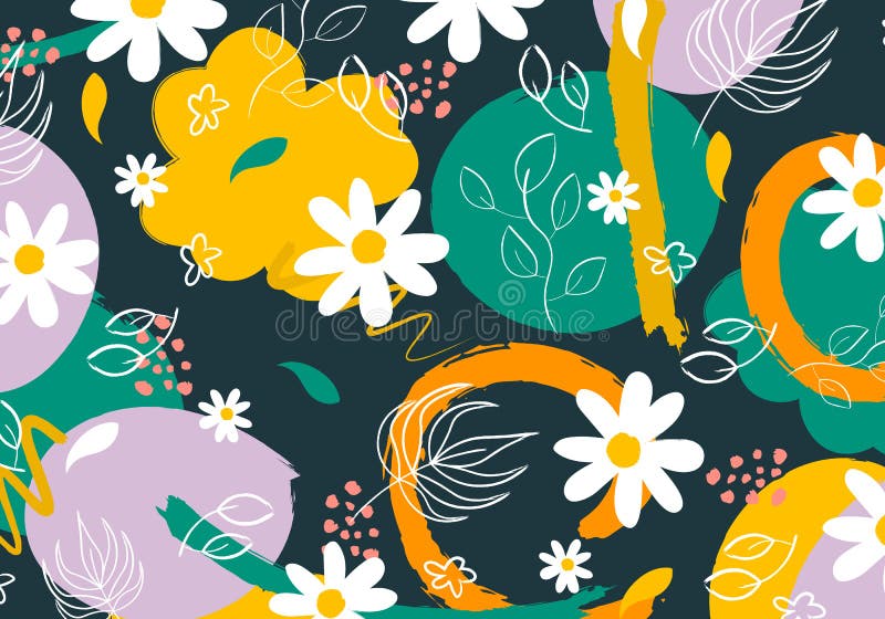 Abstract Hand Draw Floral Pattern Background. Vector Stock Vector ...