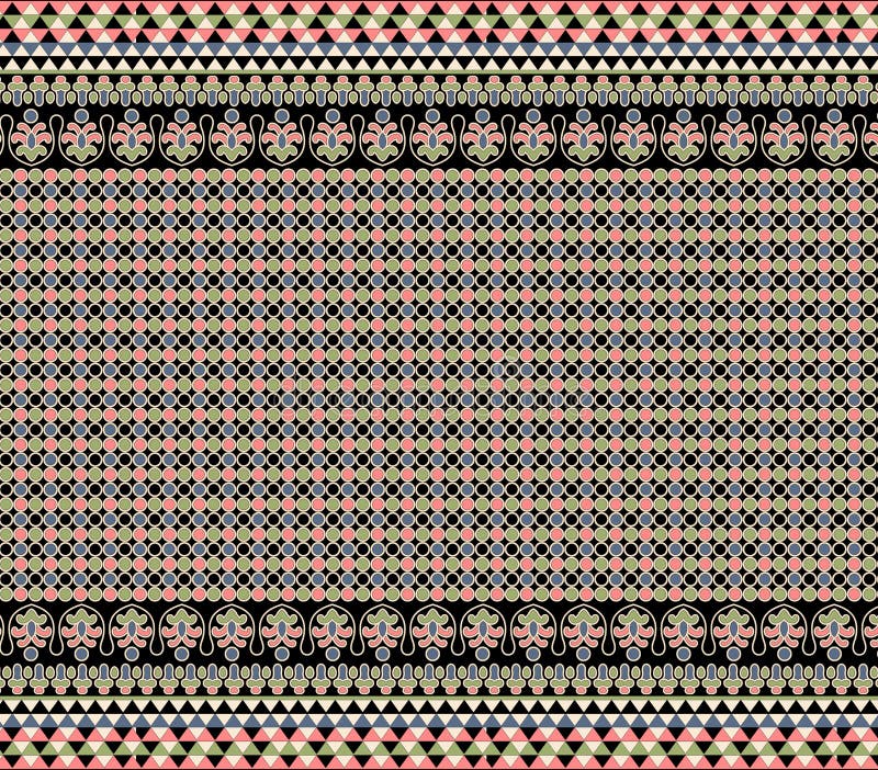 Abstract Hand Drawing Retro Flowers Leaves and Dots Seamless Vector ...