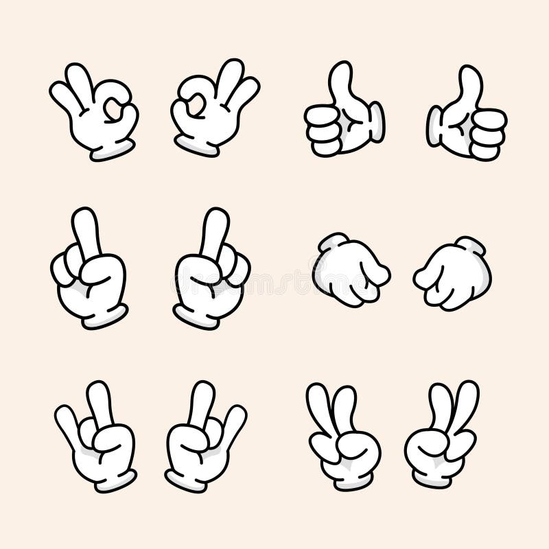 Retro Cartoon Hands Set. Vintage Groovy Comics Hands in Gloves. Stock ...