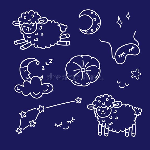 Set of Drawings Hand Drawn Count the Sheep Stock Vector - Illustration ...