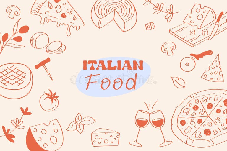 Italian Food Promotion Poster Hand Drawn Stock Vector - Illustration of ...