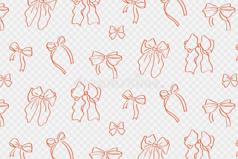 Pattern of Various Vintage Bows in Different Shapes, Hand Drawn on a ...