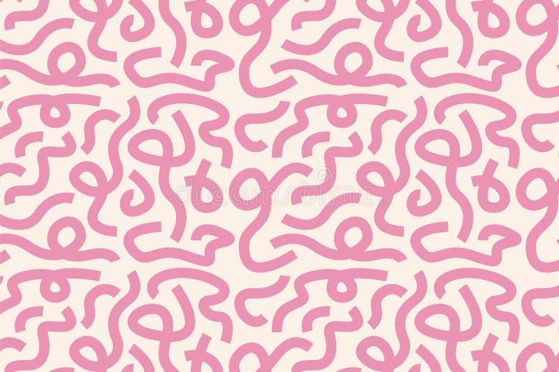 A Modern Seamless Pattern of Abstract Squiggles in Pink on a Cream ...