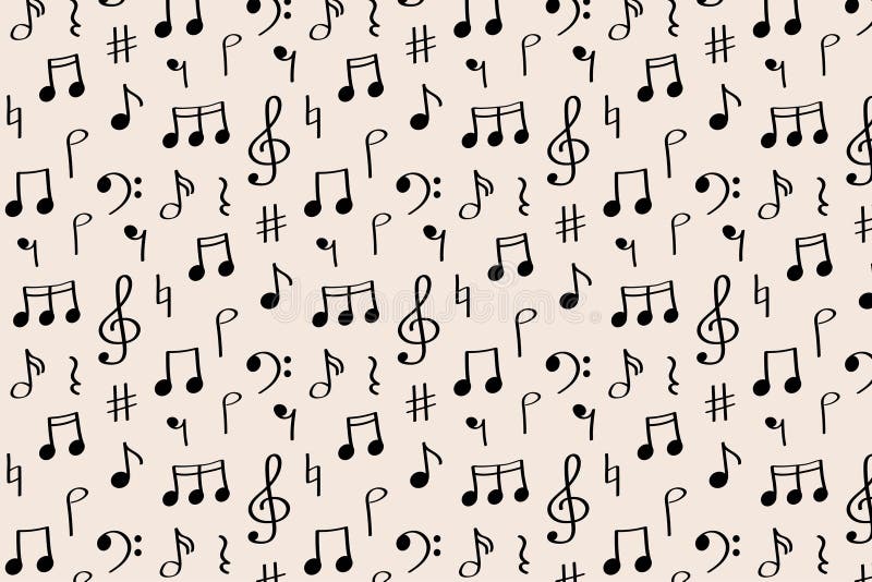 Dense Seamless Pattern with Music Notes, Rests, and Sharp Symbols Stock ...